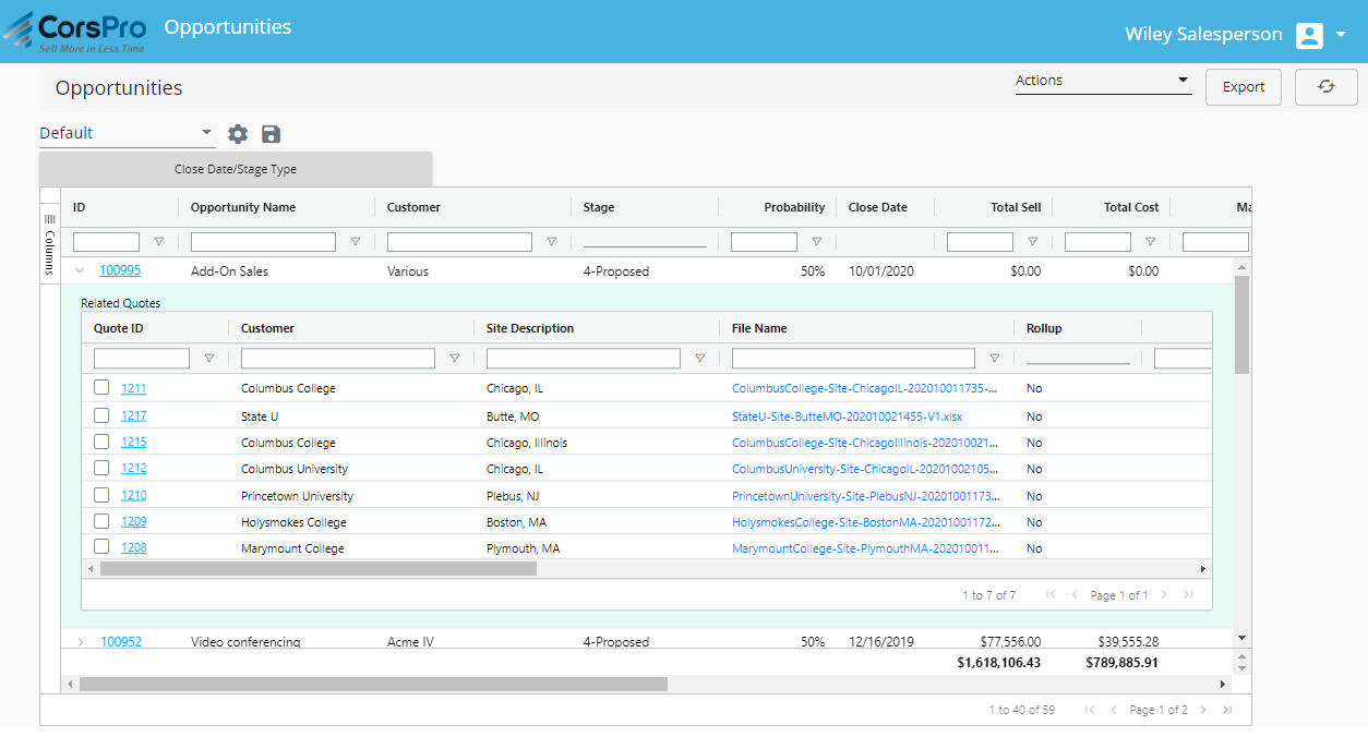 opportunities -new dashboard - CorsPro